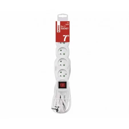 Listwa zasilająca biała 7m 5 gniazd z wyłącznikiem PVC 1,5 mm2 P1517R EMOS